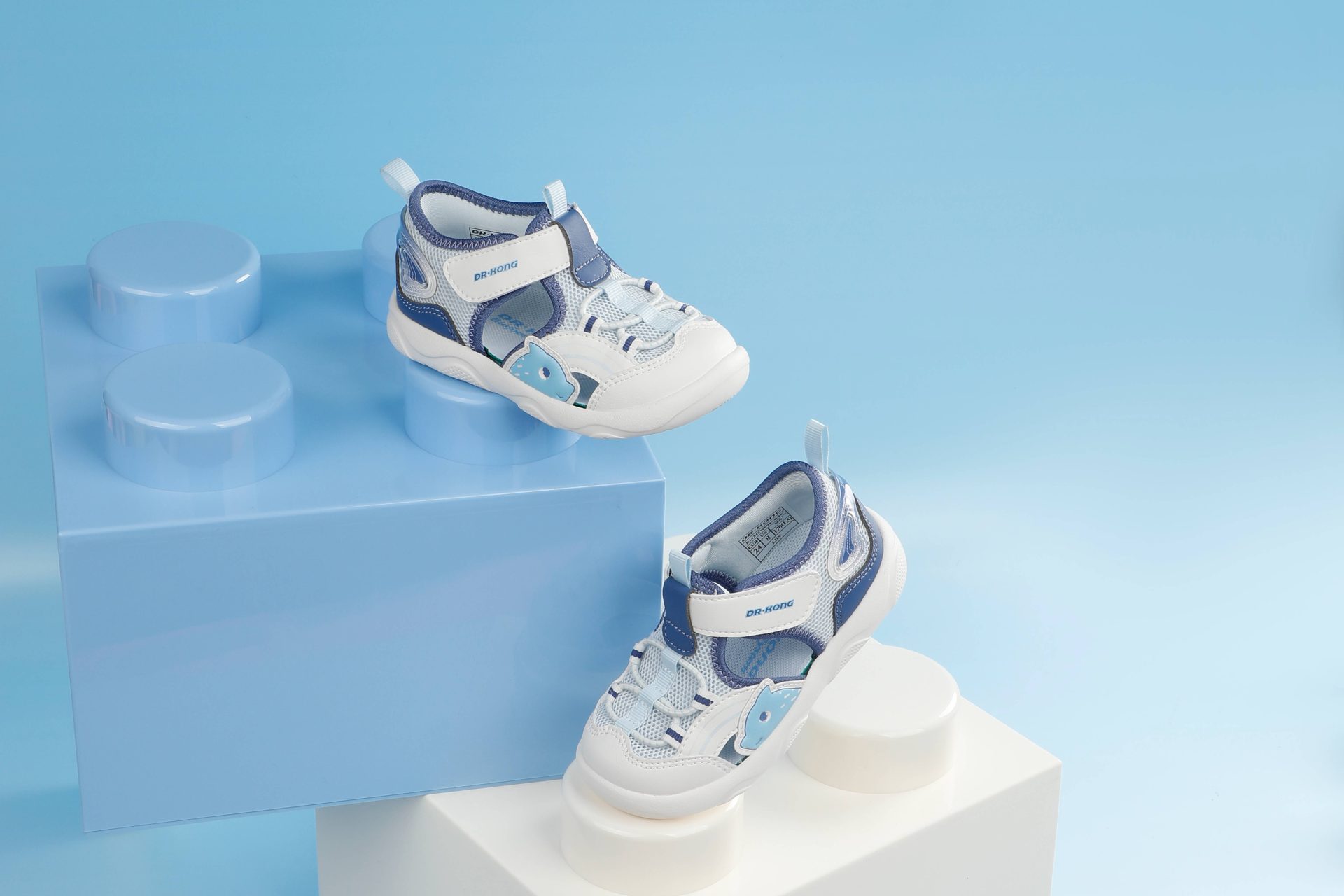 Blue and White Dolphin Sandals for Kids - La La Walk