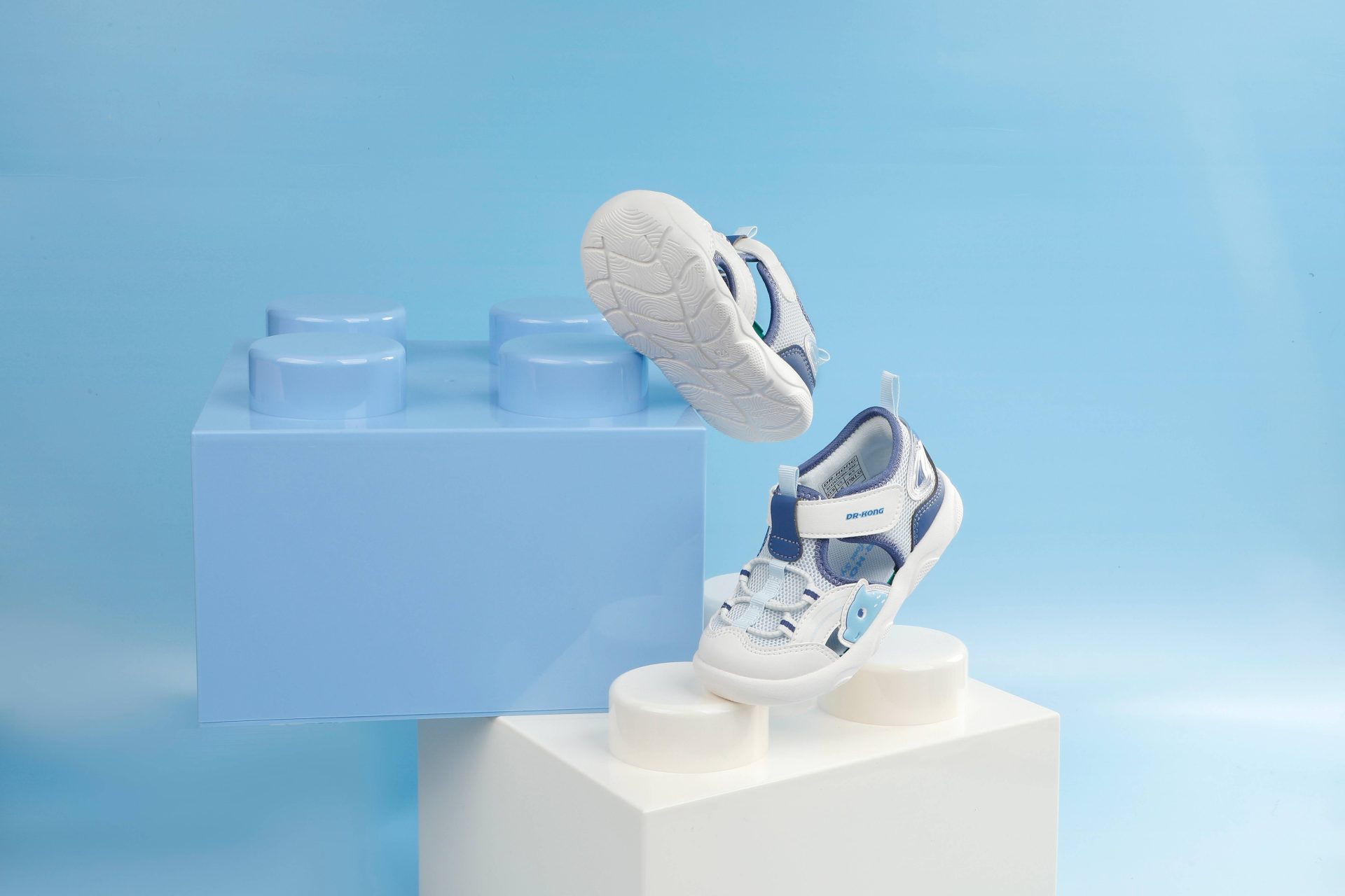 Blue and White Dolphin Sandals for Kids - La La Walk
